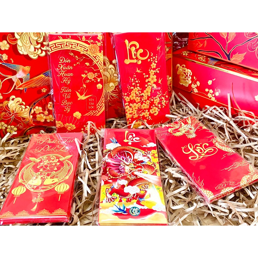Packaging Tet 2024 - Set Of 10 Lucky Money Bags For Giap Tet Holiday ...