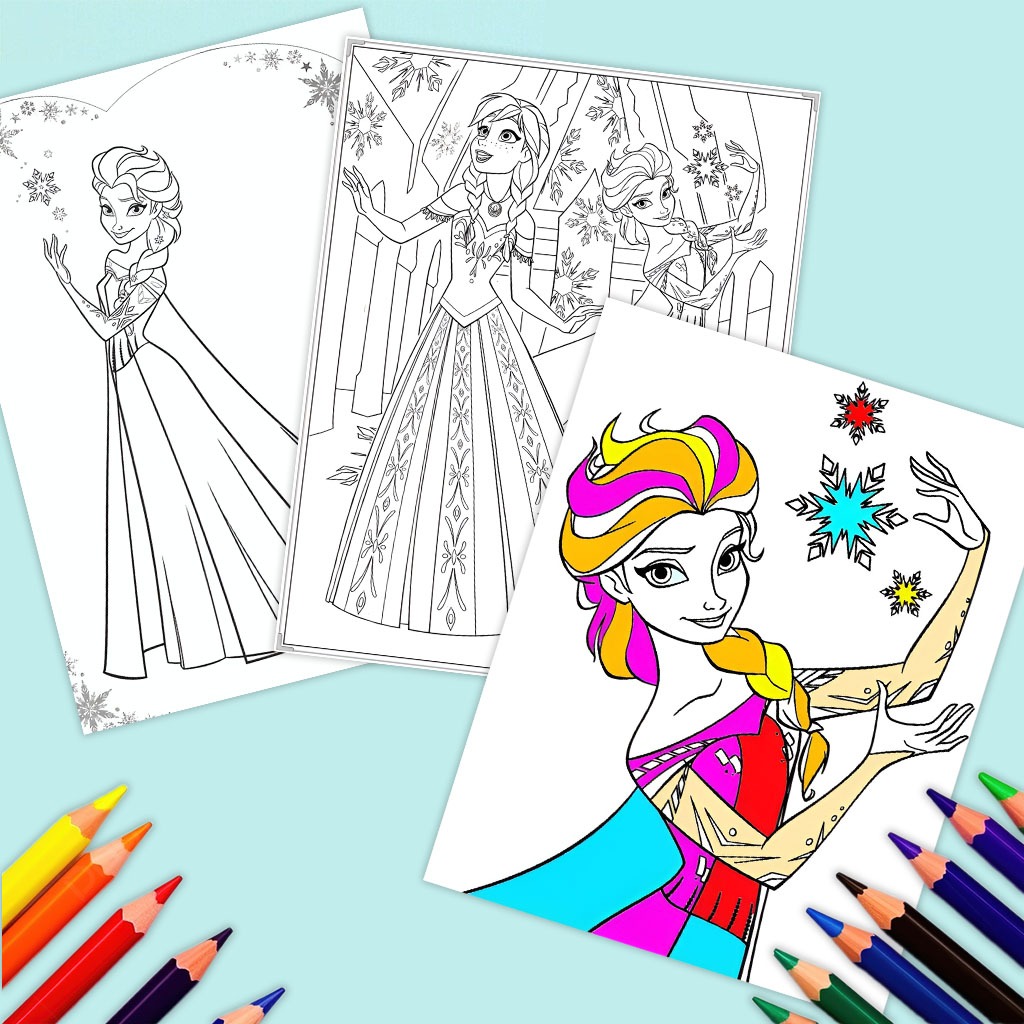 Set of 50 Elsa Anna Coloring Pages for Children Coloring A4, A5 Size ...