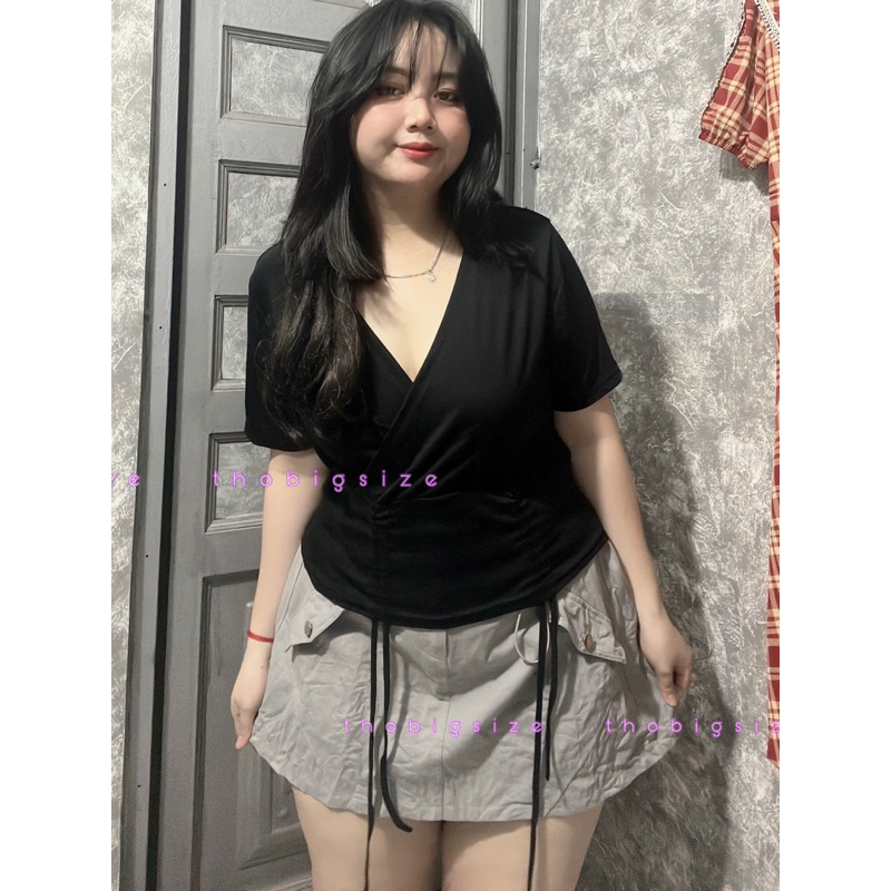 Big Size Drawstring Cross Shirt 70-95kg Priority Big Bust Will Wear ...