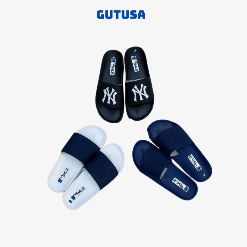 (With Real Video + Picture) MLB Horizontal Strap Thick Sole Unisex ...