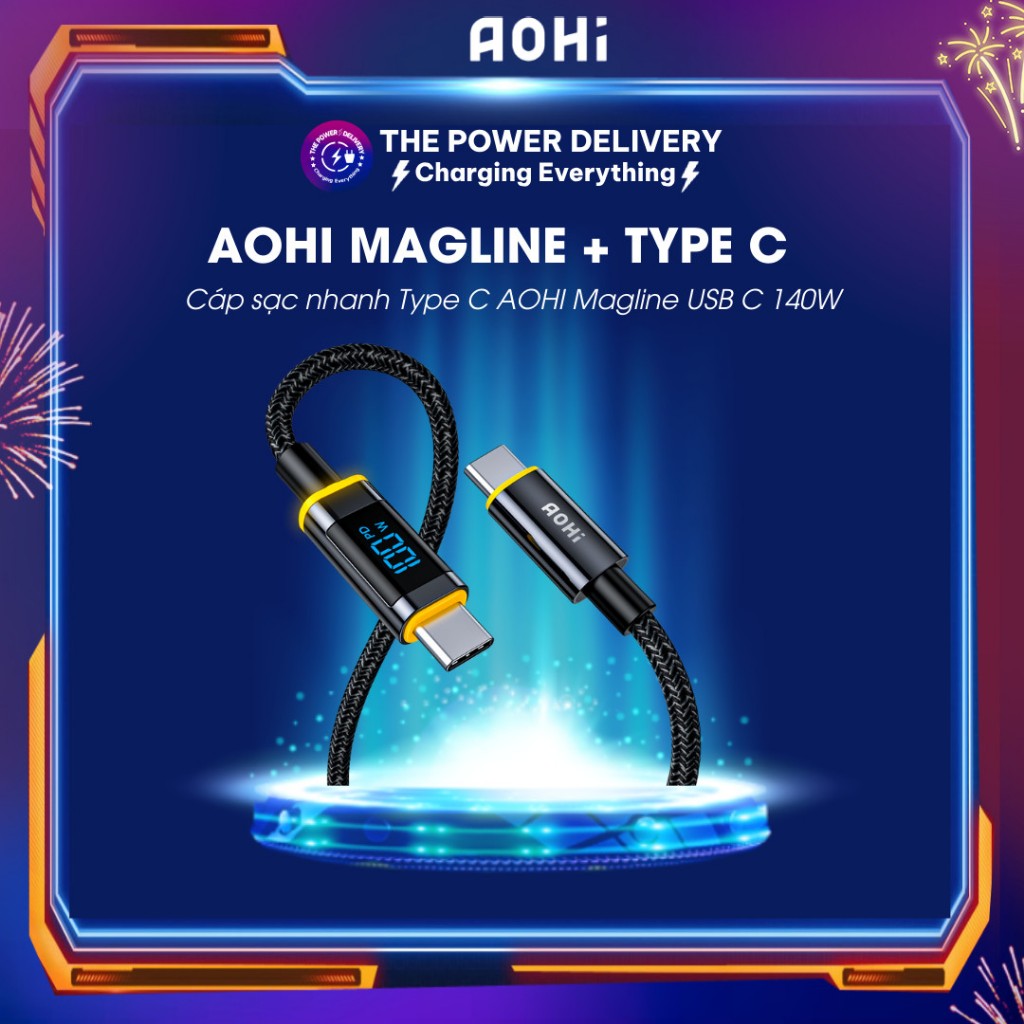 Aohi Magline USB C Nylon 140w Type C fast charging cable AOC-L010 super ...