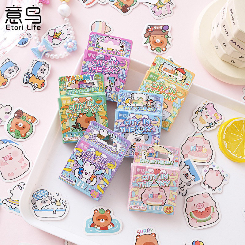 Box Of 40 Cartoon Vignette Stickers- Snail Shop | Shopee Malaysia