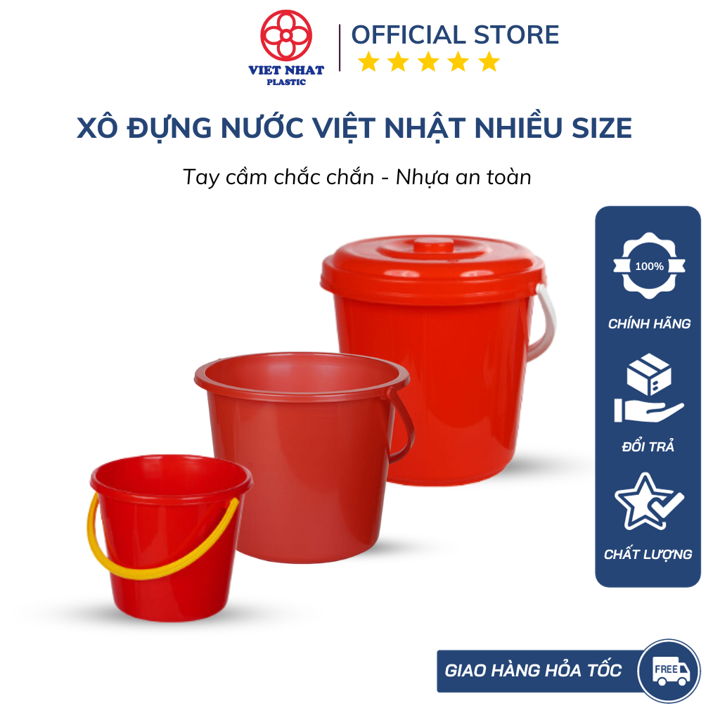 Plastic buckets for water and rice with convenient handles, genuine ...