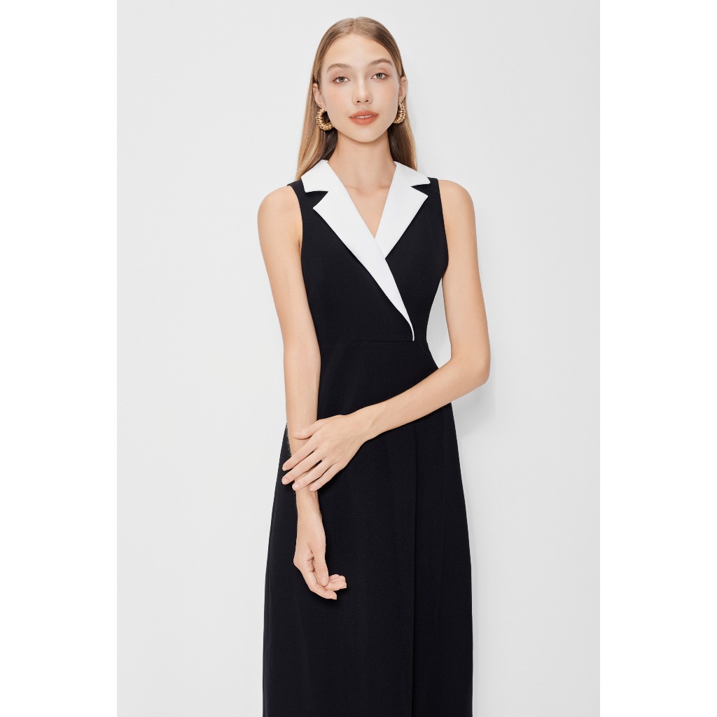 (AA Collection) Lian dress designed with noble fake dark sleeveless ...