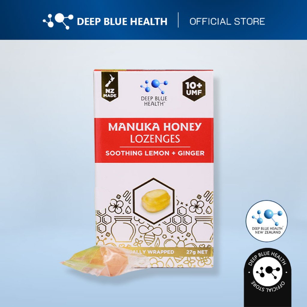 Umf 10+ Deep Blue Health Manuka Honey Lozenges – with Lemon & Ginger (6 ...