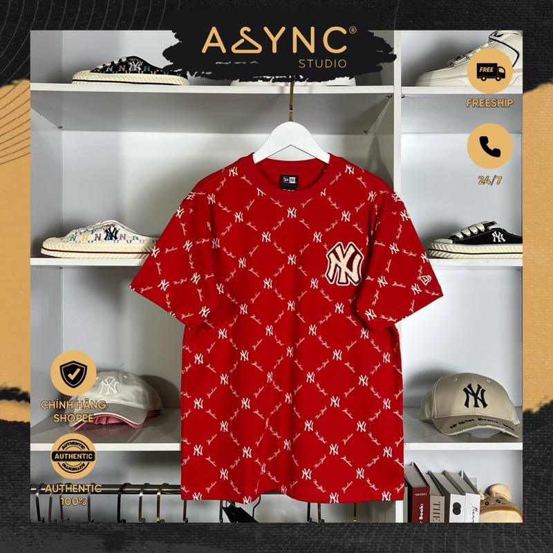 (Auth) New Era x MLB Monogram Ny Yankees Red T-Shirt CODE: 19500189 ...