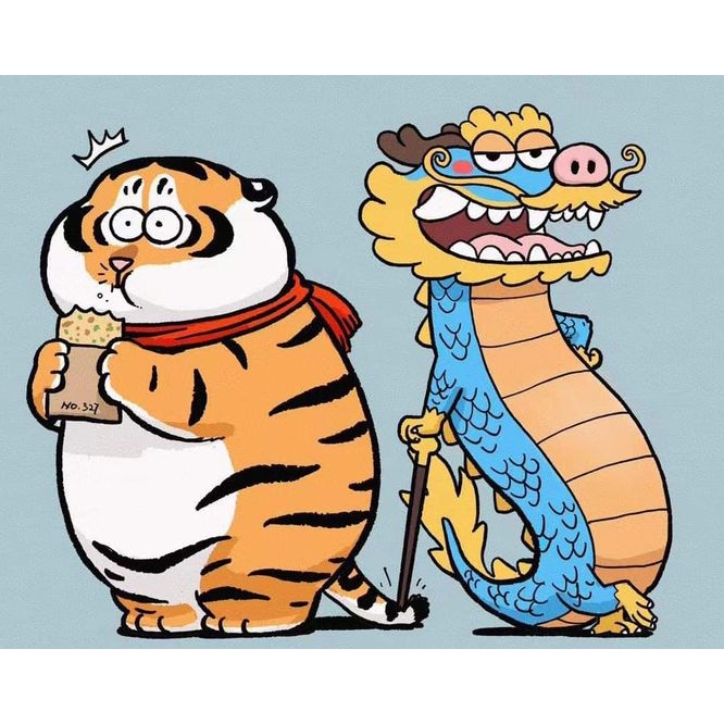 TRI Inanimate Dragon Coloring Painting Tiger Fighting Painting | Shopee ...