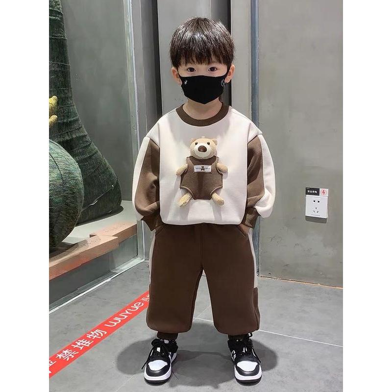 Very cute Set of clothes with brown striped belly hem in 4 colors for ...