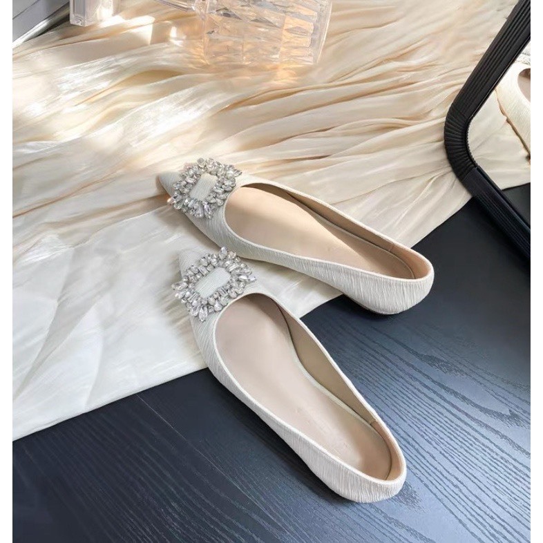 Pointed toe doll shoes in soft foam fabric with super cute white stone ...