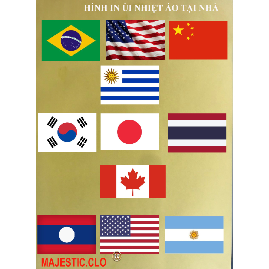 Heat pressed ironing image - Flags of countries printed image - ironing ...