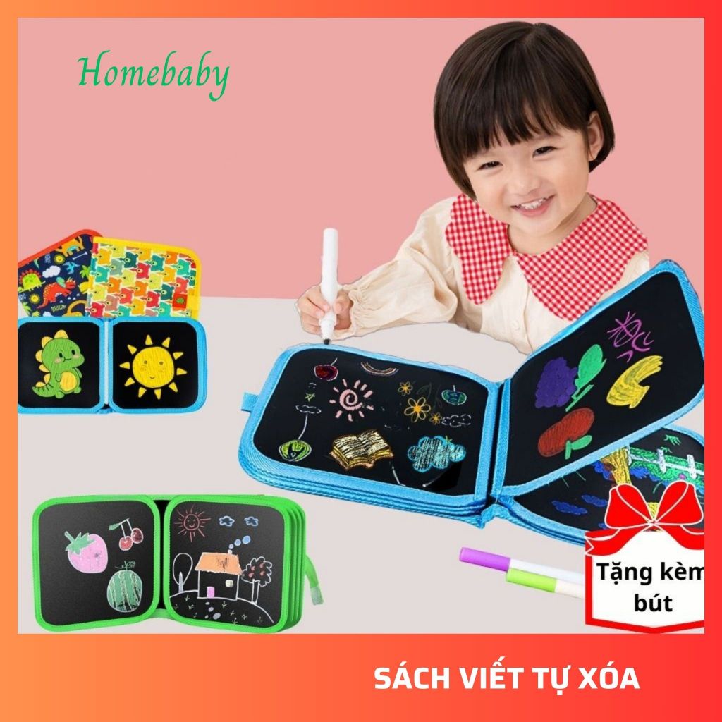 Erasable Writing Book with Colored Pens, Self-Erasing Coloring Drawing ...