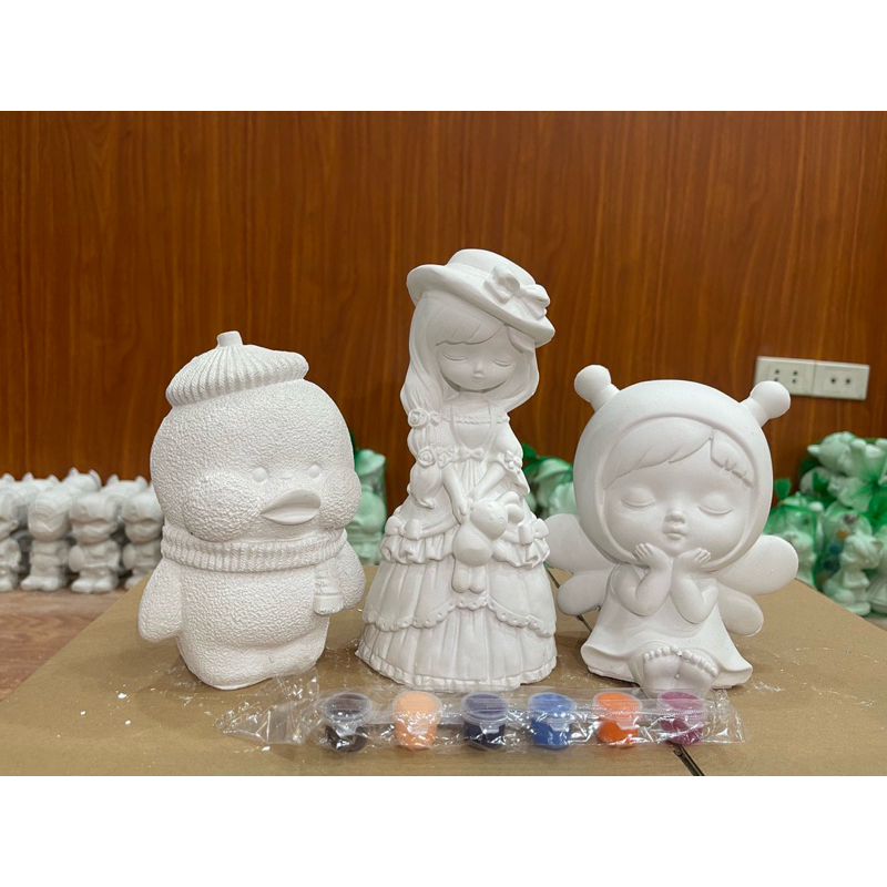Colored plaster statues with colors for children - set of plaster ...