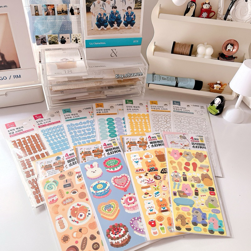 Set stickers Daiso Korea | Tiny Strawee | Shopee Malaysia