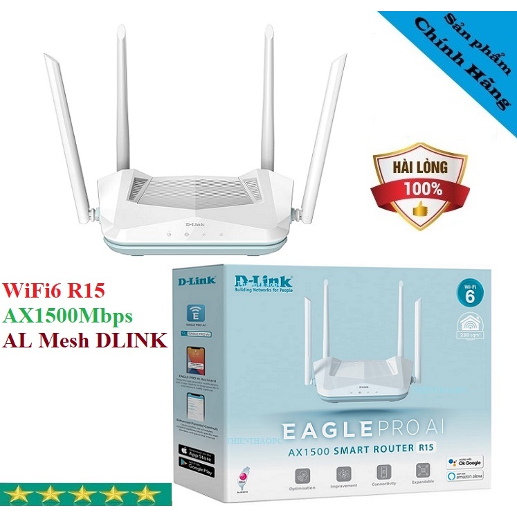 Dlink AX1500Mbps R15 Lan Gigabit High Speed WiFi6 Router, Al Mesh Type ...