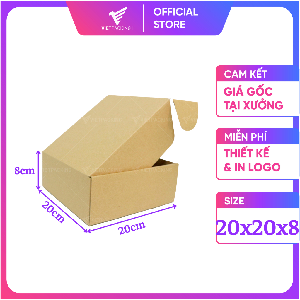 20x20x8 beautiful square lid paper box, small size cardboard box with ...