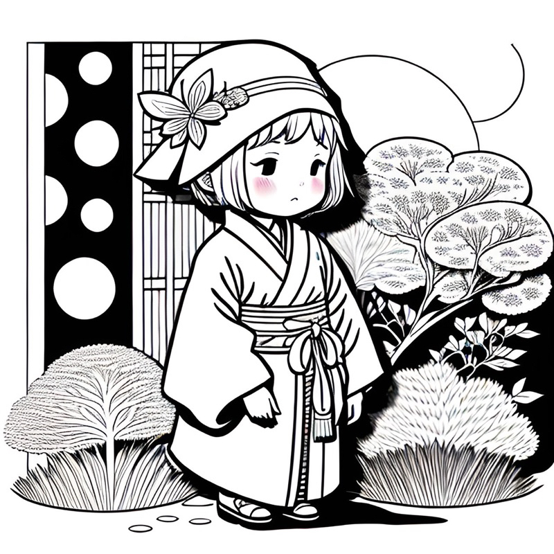 Japanese Kimono (Chibi Style) - Set of 40 A4 A5 Coloring Pages for Wax ...