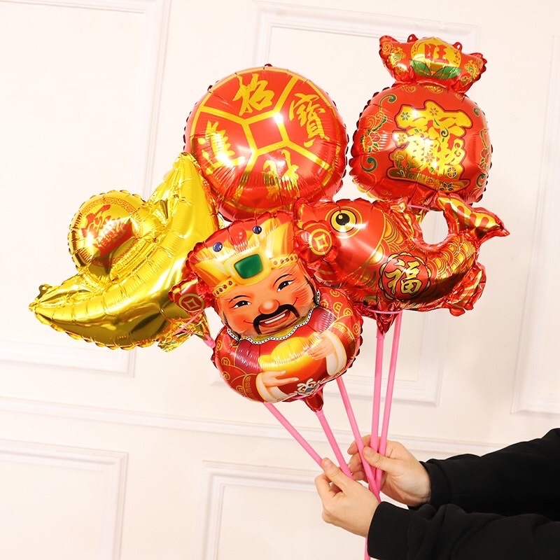 Congratulations balloons CNY shaped like God of Wealth, Carp, Spring ...