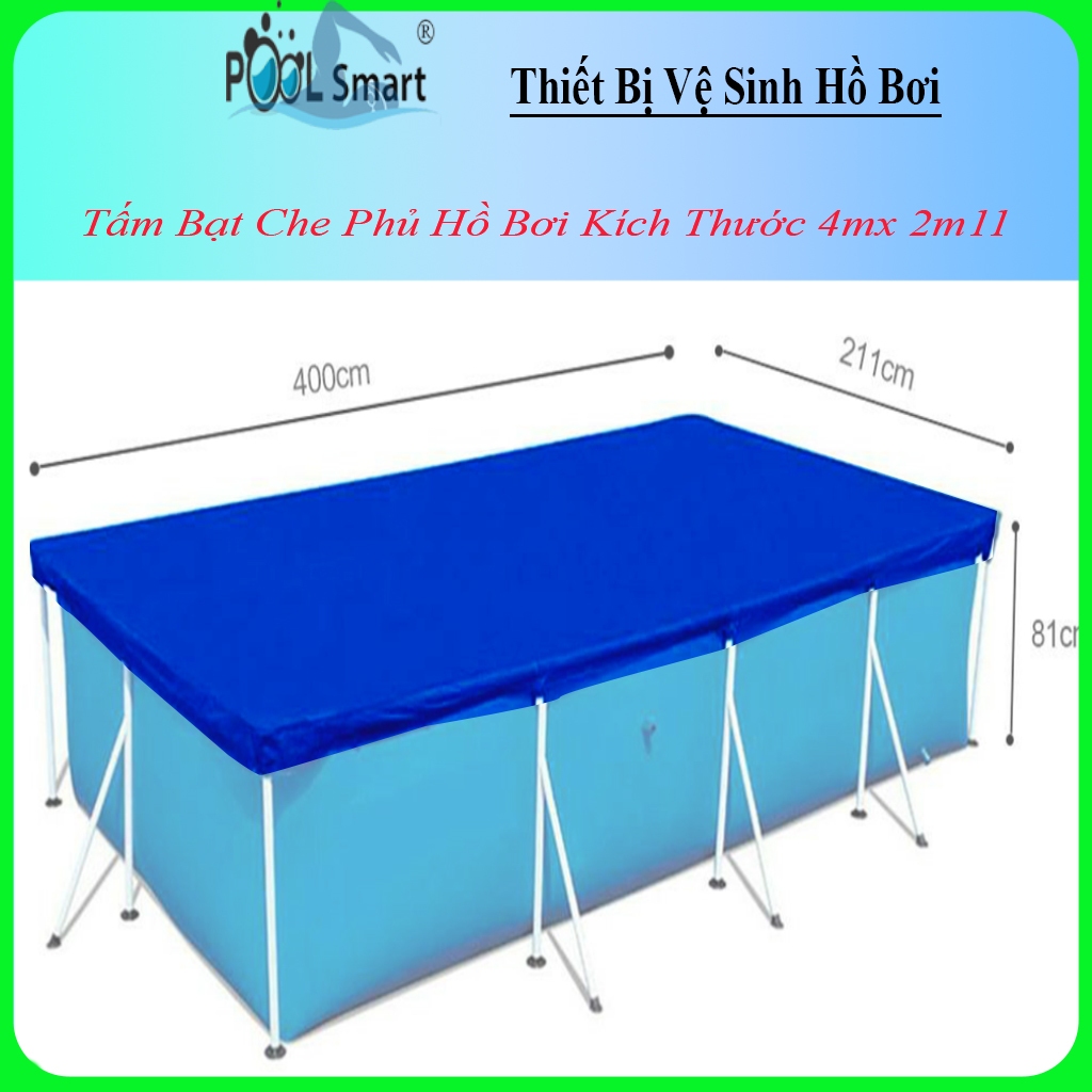 Tarpaulin cover, swimming pool bottom cover size 4m x 2m11 Metal frame ...