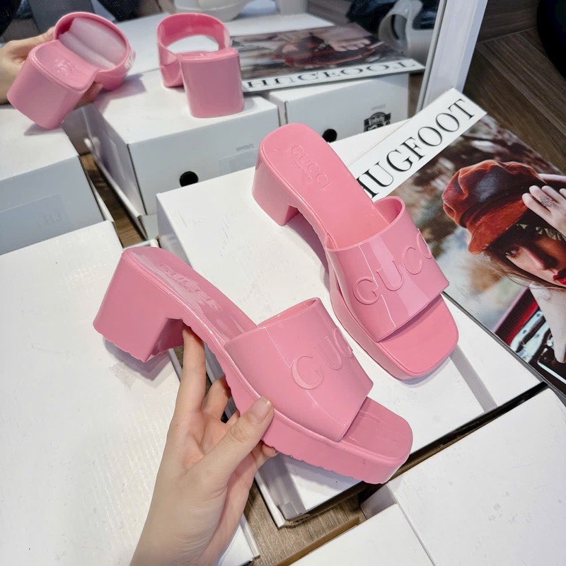 Women's plastic clogs with square heels made of solid plastic | Shopee ...