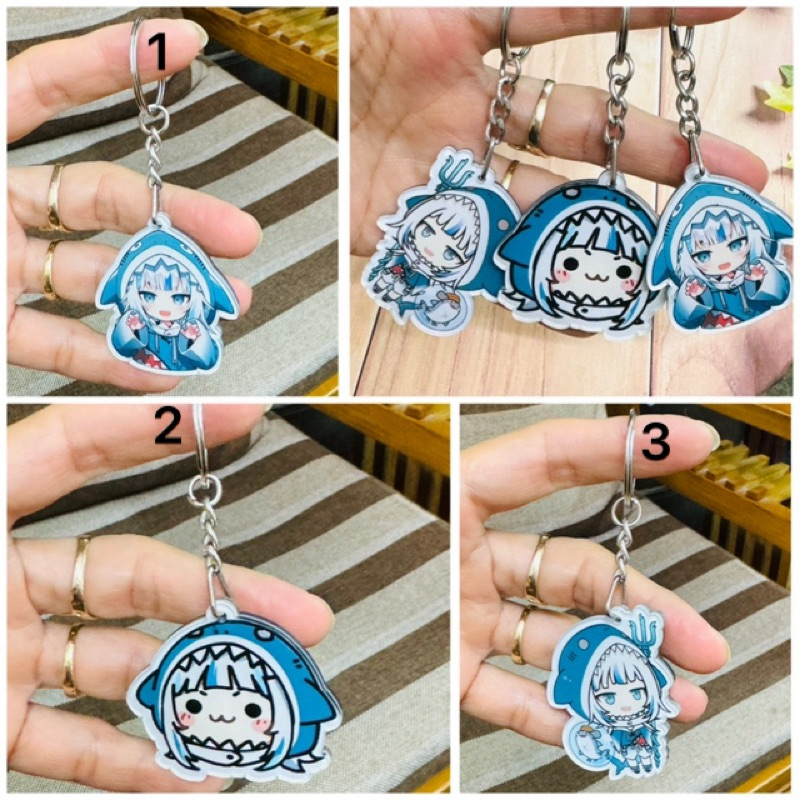 Gawr gura vtuber Hololive shaped keychain made of thick mica/ Gawr gura ...