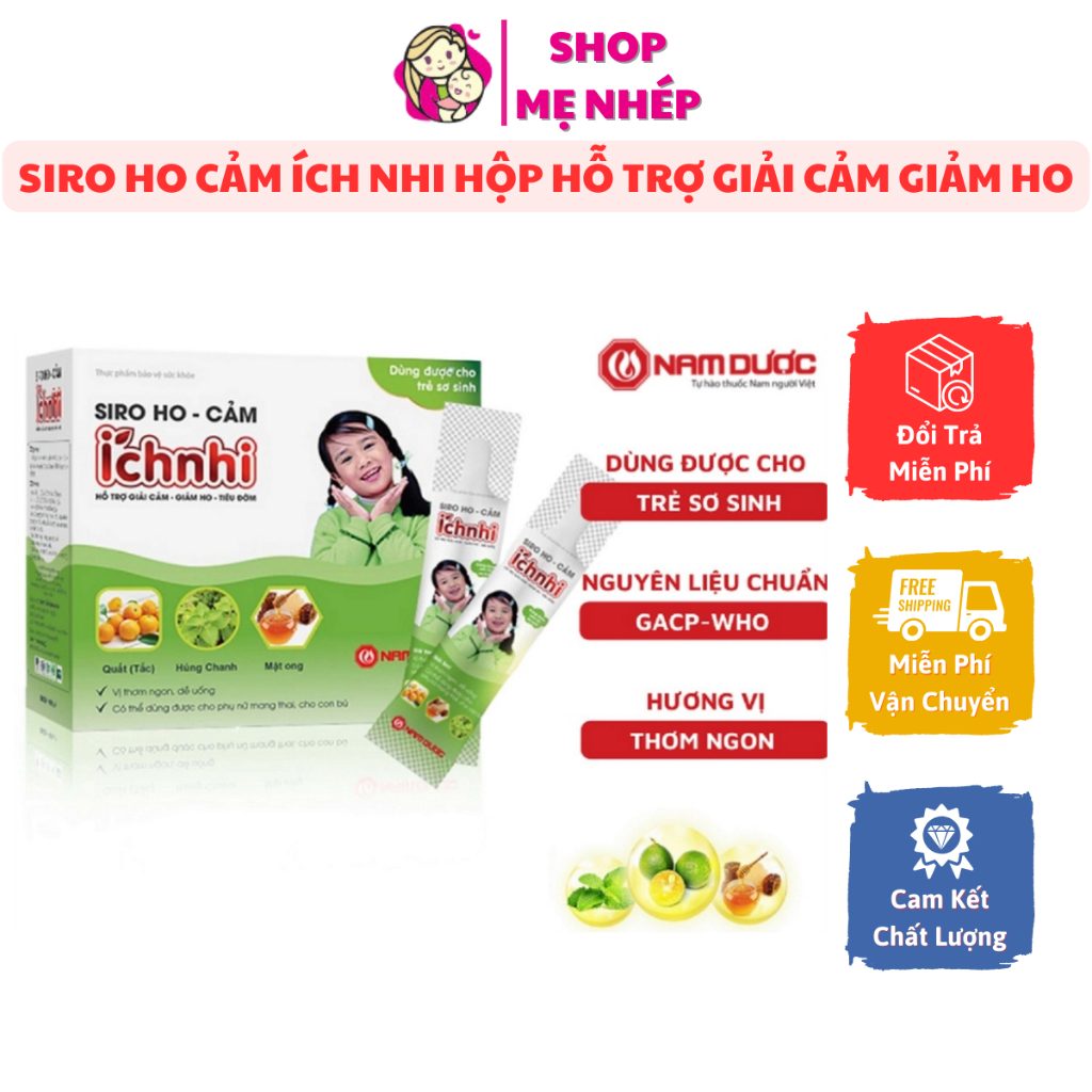 Ich Nhi cough and cold syrup box of 30 packs x 5ml Supports cold relief ...