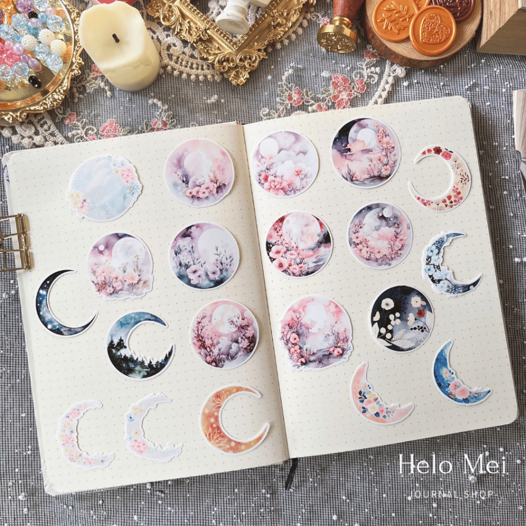 Moon Stickers Set Painting Many Different Styles To Decorate Books ...