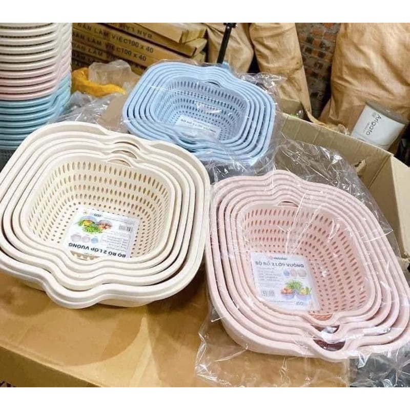 Square plastic basket set of 6 Piece Viet Nhat Rectangular plastic ...