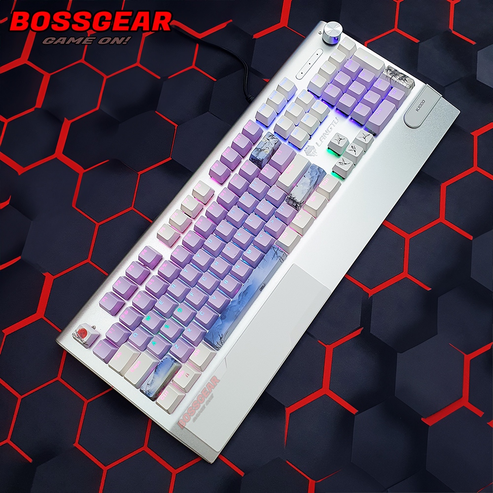 Langtu G1000 Pro Mechanical Keyboard Purple White, Armrest, Blue Switch ...