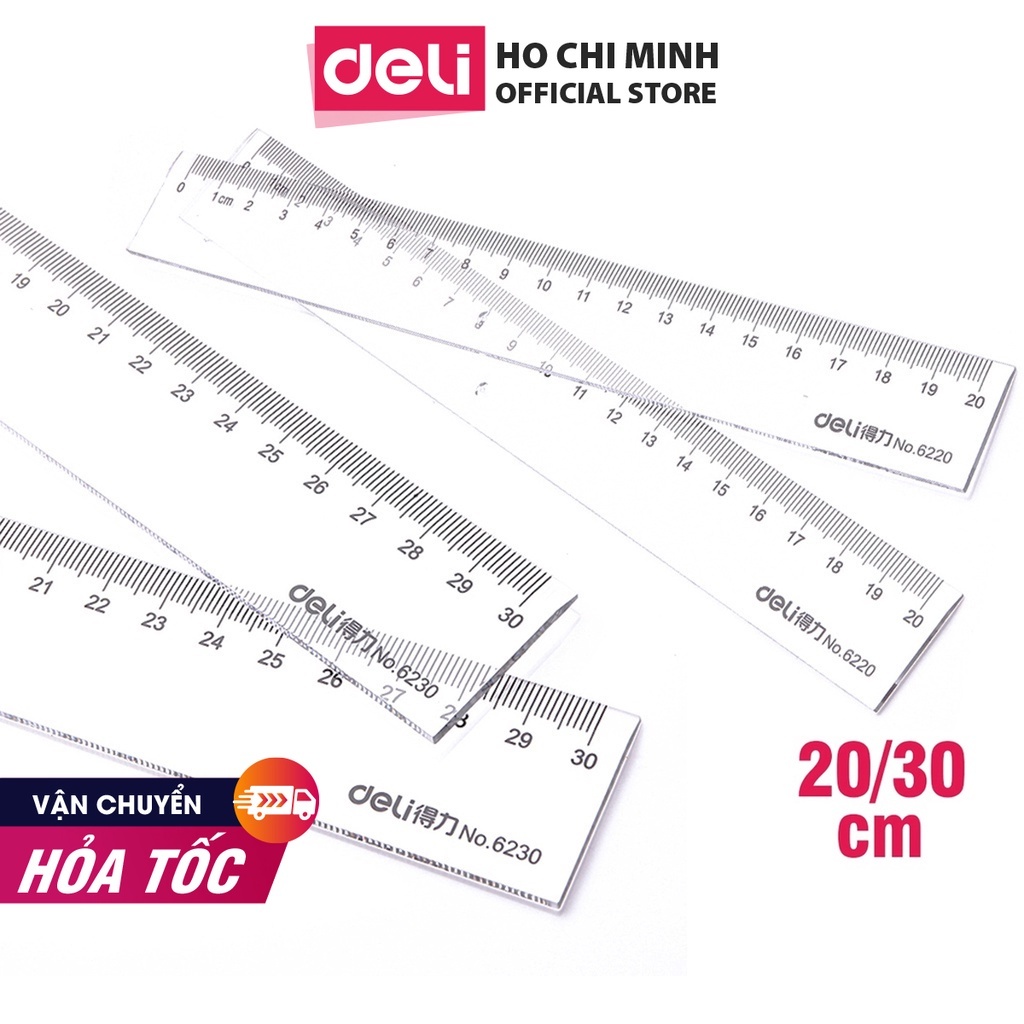 Deli transparent plastic ruler 18/20/30cm, set of 4 Piece rulers, high ...