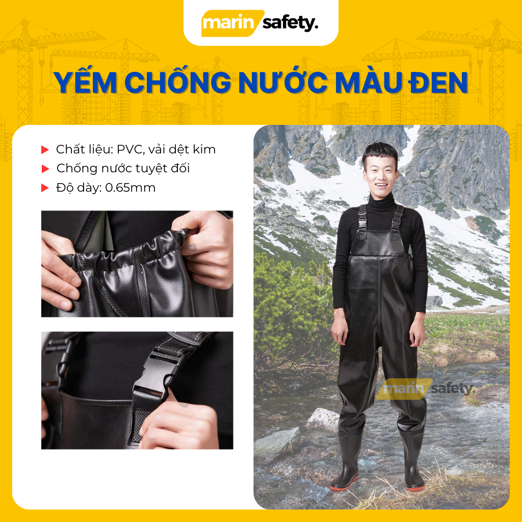 Plain black wading clothes, waterproof PVC overalls used in many ...