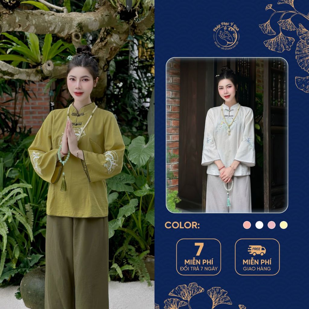 Women's blue clothes to go to the temple, ancient Chinese dharma dress ...