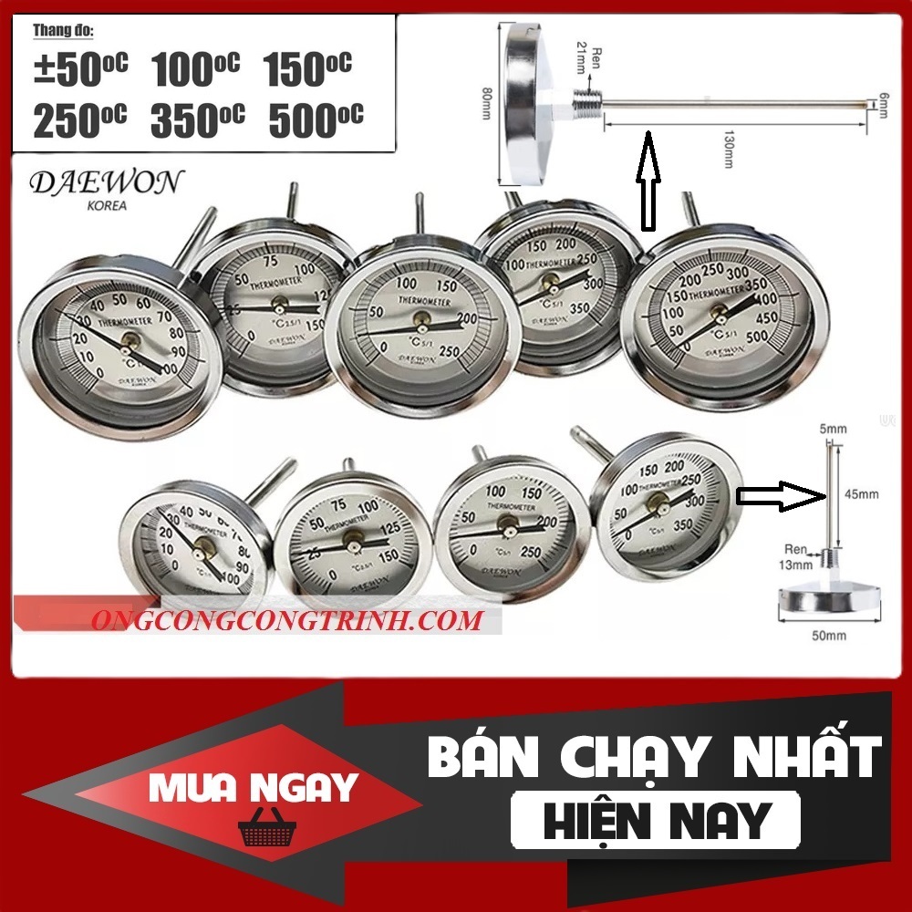 Stainless steel mechanical temperature meter from 0 to 500 degrees ...
