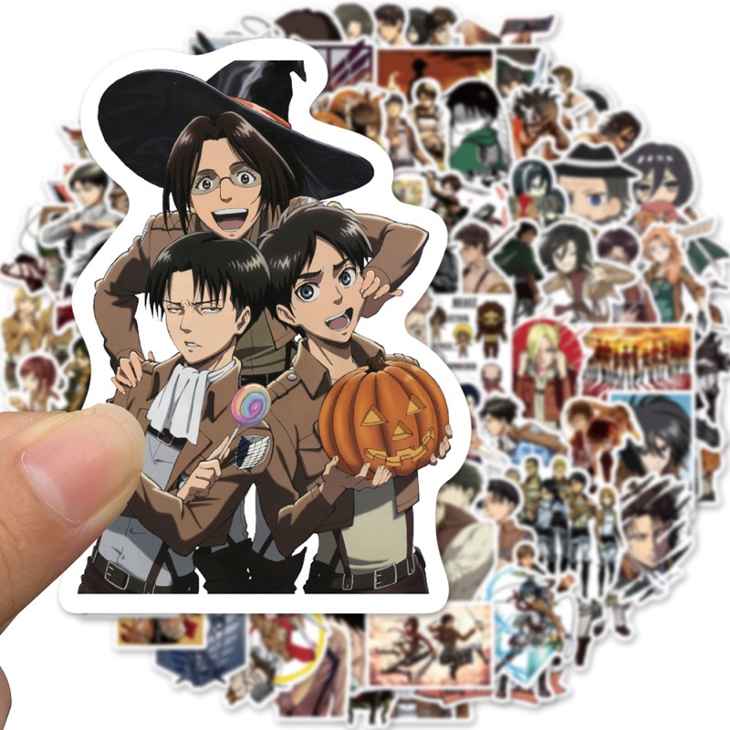 50 Stickers/ Stickers/ Random Stickers waterproof anime Attack On Titan ...