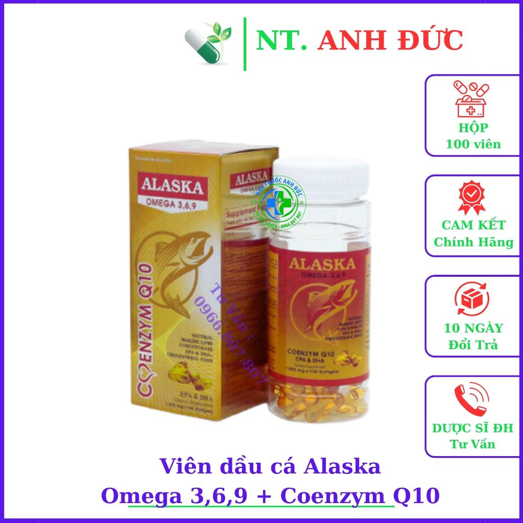 Alaska Omega 369 Coenzyme Q10 fish oil capsules - Bottle of 100 USA ...