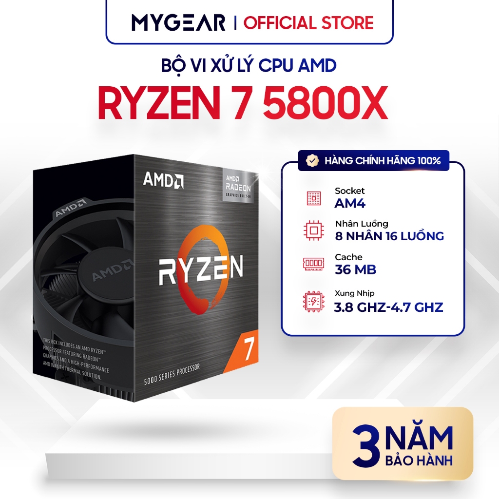Amd Ryzen 7 5800X CPU Processor 8 Cores 16 Threads, Catche 36MB Up to 4 ...