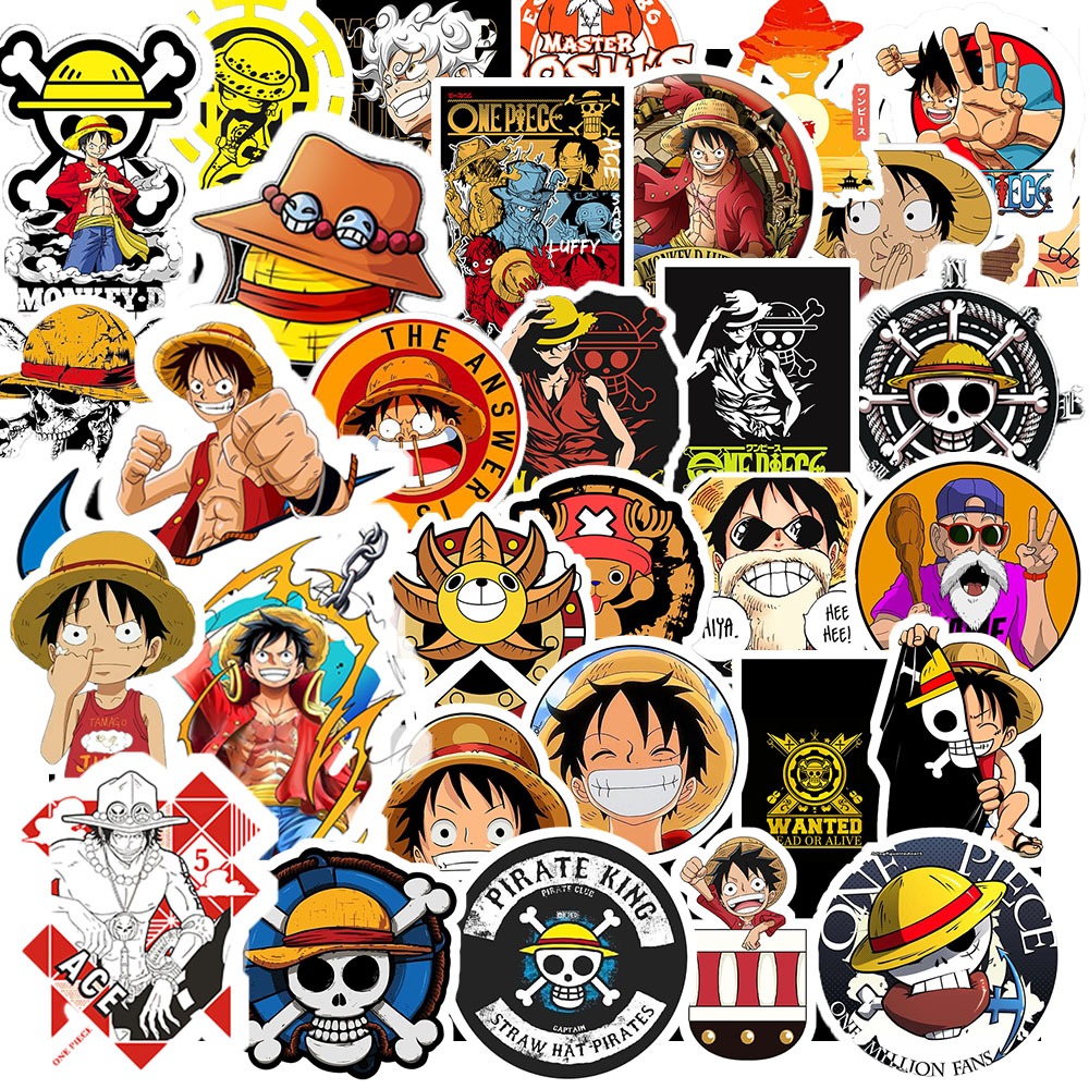 Set of 50 ONE PIECE Laptop Decoration Stickers | Waterproof No Repeat ...