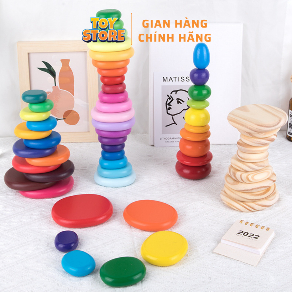 Colorful wooden stacking stone toy set for children toystore FUDAER ...