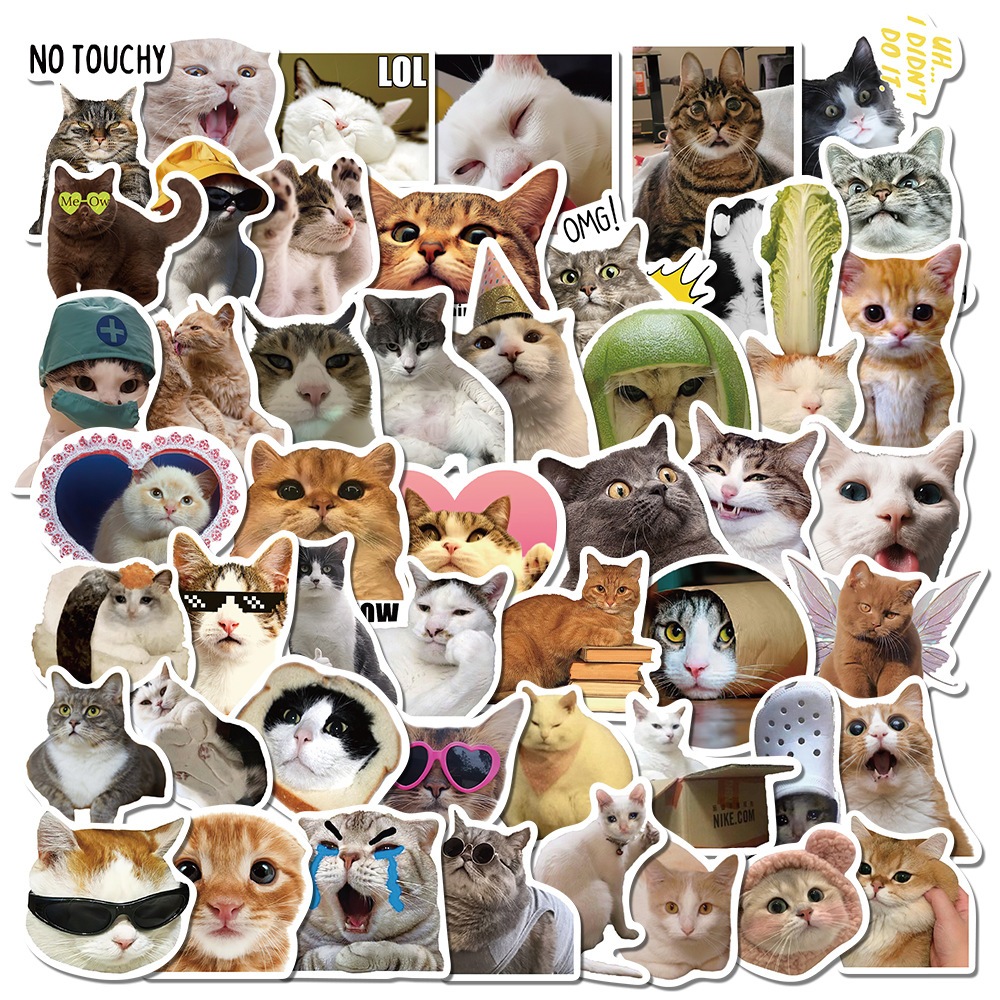 Set of 50 funny cat meme stickers 03 waterproof | Shopee Malaysia