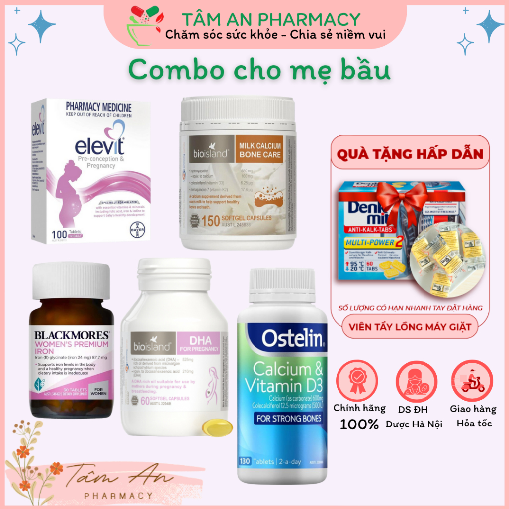 Combo for pregnant mothers (Bioisland milk calcium, Elevit pregnancy ...