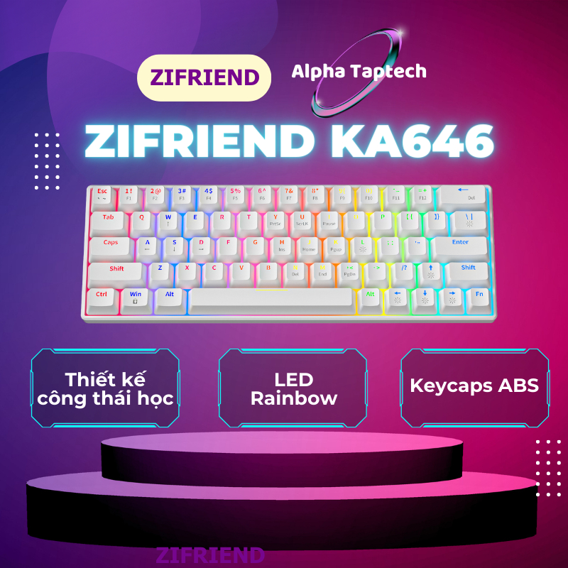 Zifriend KA646 hotswap wired mechanical keyboard, 7-color LED, type-C ...
