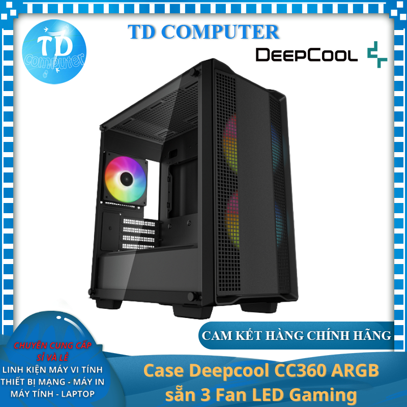Case Deepcool CC360 ARGB computer Case with 3 LED Gaming Fans Tempered ...