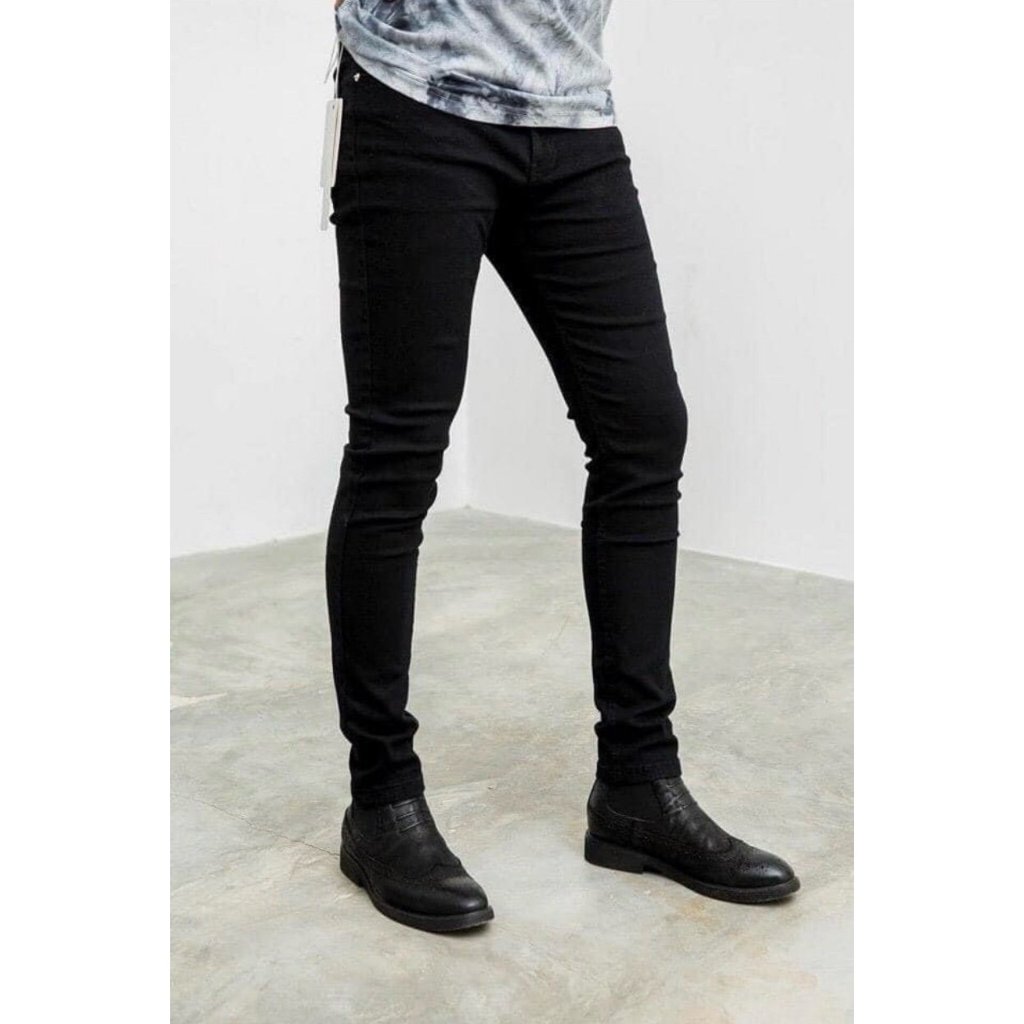 Code QJ20 High quality ripped men's jeans in BLACK color, 4-way stretch ...