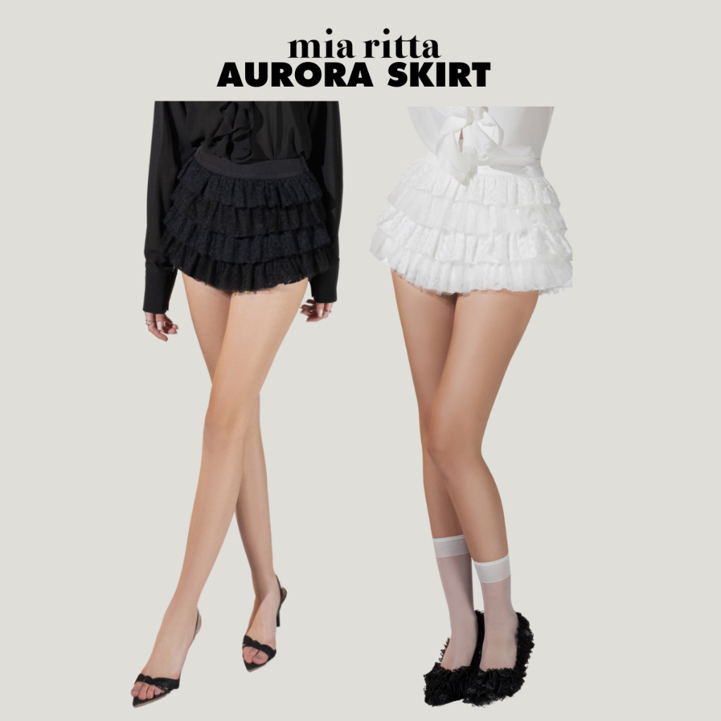 Aurora Skirt Mia Ritta V1078 short Skirt - Layered mesh lace Skirt - Short flared lace Skirt ...