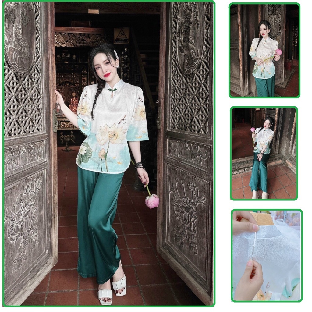 Set Ba Tay Miss Ba Tay, Soft Scratched Silk Shirt Pagoda Set Back ...