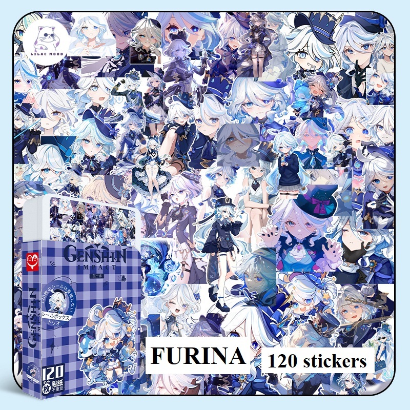 (Available-2024) Furina / Genshin Impact Plastic Box Of 120 stickers ...