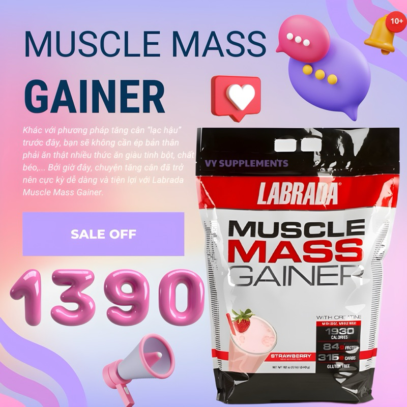 Muscle Gain Weight Gain Milk MUSCLE MASS GAINER LABRADA 5.4Kg | Shopee ...