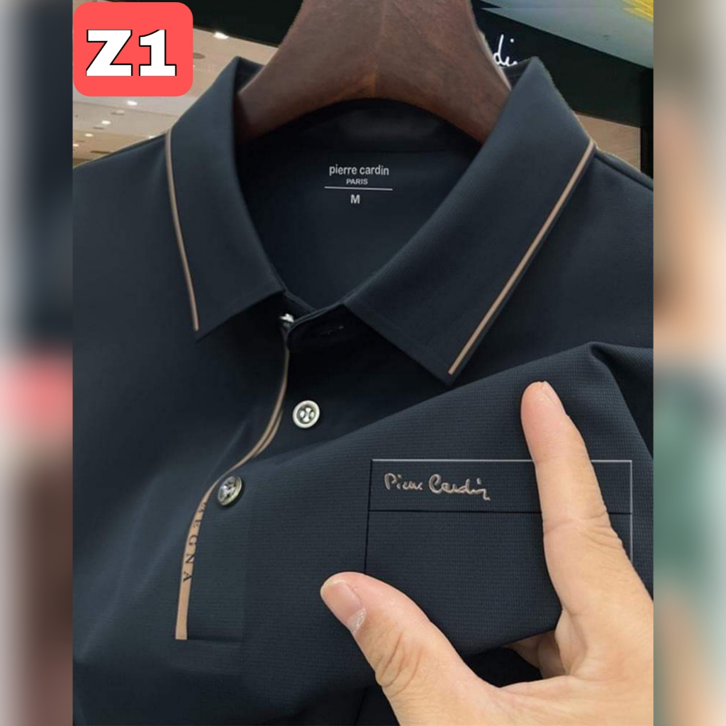 Middle-aged Polo shirt with collar and trim, high-quality honeycomb ...