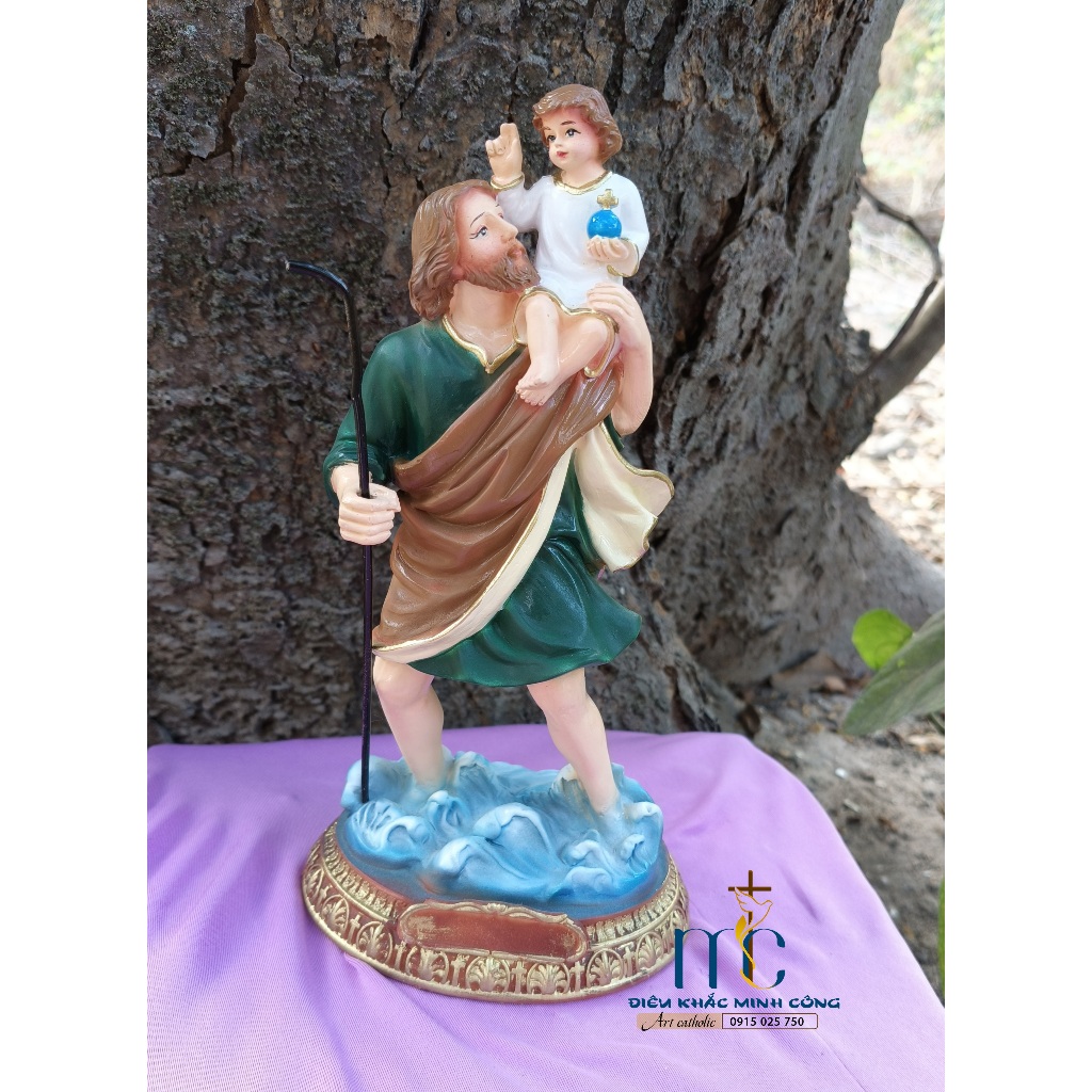 Statue of Saint Christopher. 22cm. Statue as a gift. tabletop statue ...