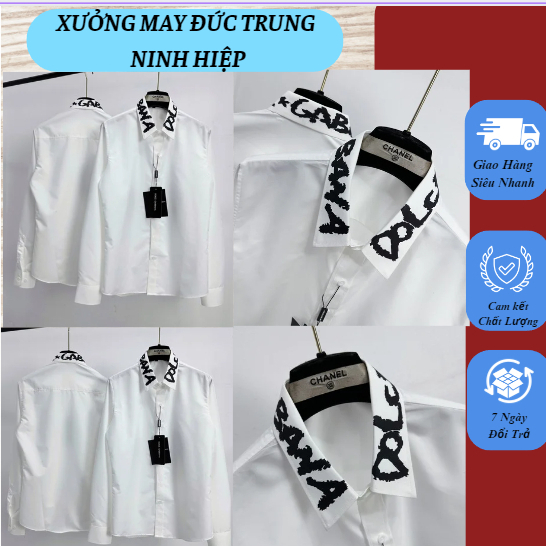 Super Beautiful Black Collar Shirt with Embroidered Letters Don Che Ga ...