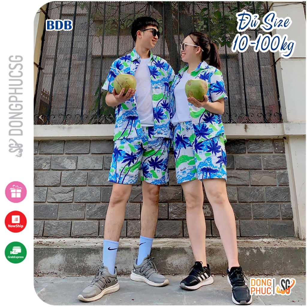 Coconut tree beach suit for men and women Family and group couplebag including shirt and pants ...